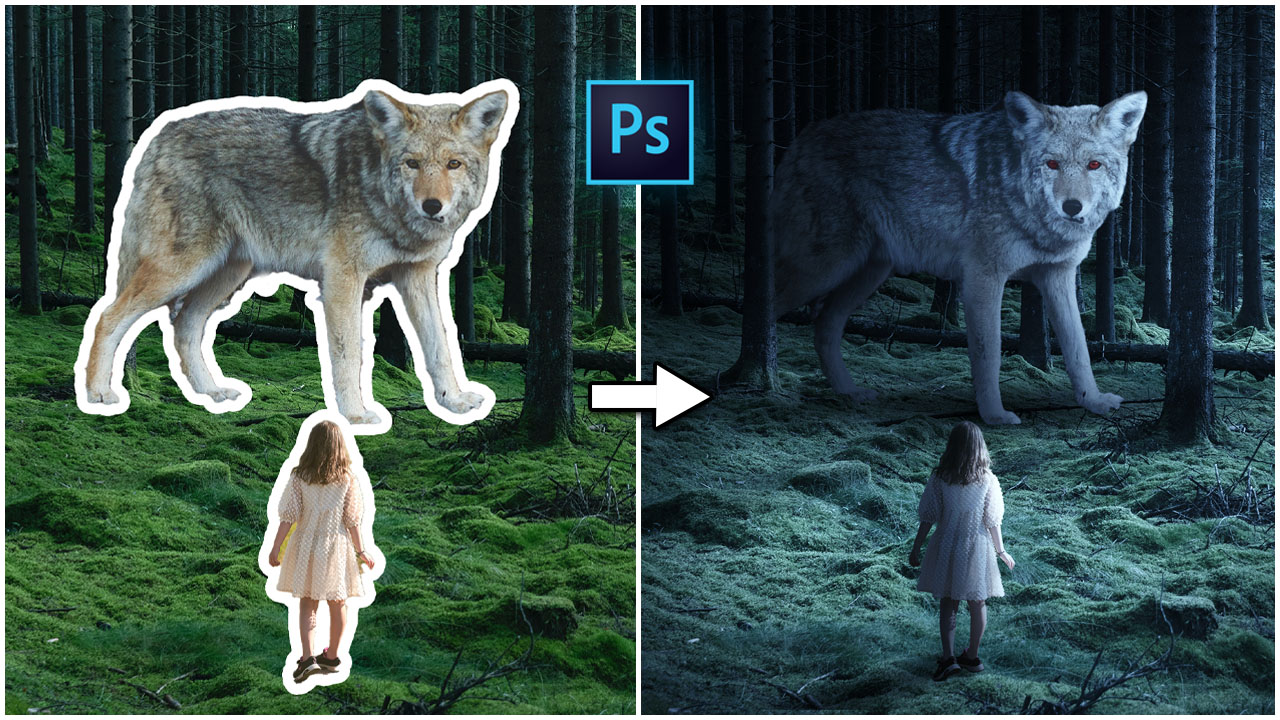 Wolf And Girl Photoshop Compositing Tutorial - altutorials